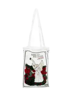Undercover Sequin Embellished Embroidered Tote Bag - White