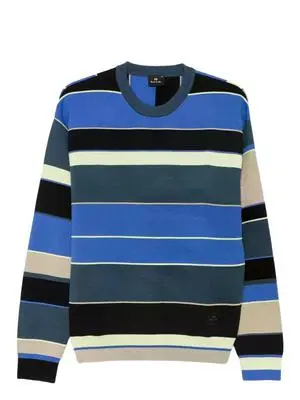 Paul Smith Horizontal Stripe Crew Neck Sweater - Blue
