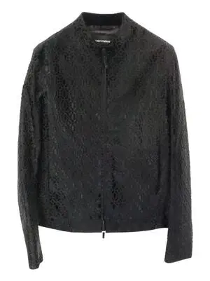 Emporio Armani Patterned Zip-up Jacket - Black