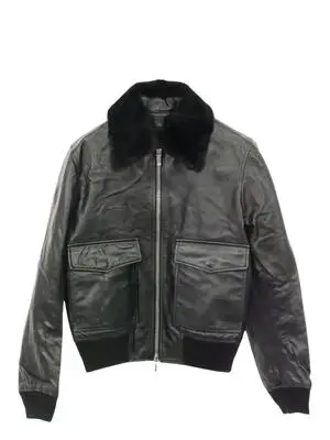 Dior Leather Zip-up Jacket - Black