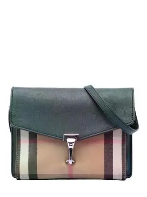 Burberry Leather And House Check Canvas Derby Macken Crossbody Bag - Green