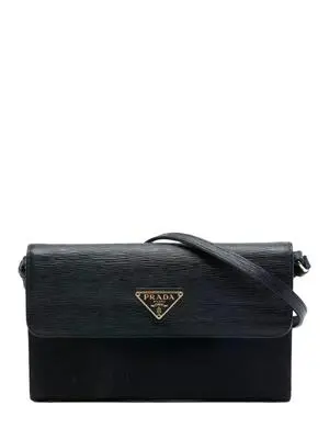 Prada Vitello Move And Tessuto Wallet On Strap Crossbody Bag - Black