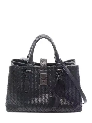 Bottega Veneta Bottega Veneta Small Nappa Intrecciato Roma Satchel Black