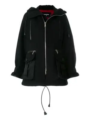 Dsquared2 Shearling Lined Hooded Coat - Black