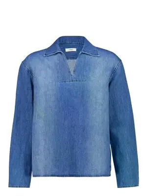 Commas Boxy Polo-collar Shirt - Blue
