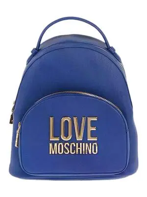 Moschino Plaque Grained Effect Backpack - Blue
