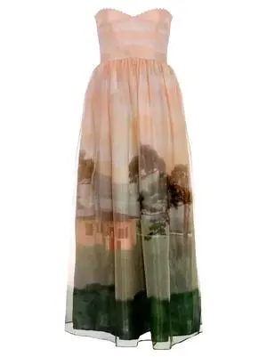Agua Bendita Tonia Paraiso" Strapless Maxi Dress - Neutrals