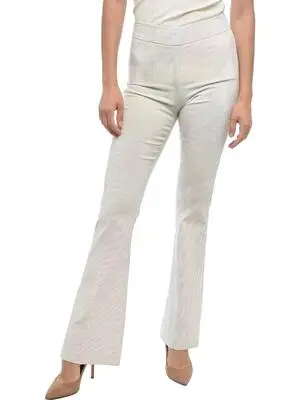 Avenue Montaigne Striped Pattern Flared Hem Trousers - Neutrals
