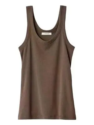 LEMAIRE Ribbed Tank Top In Jersey - Brown