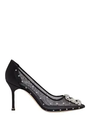 MANOLO BLAHNIK Manolo Blahnik Hangisi Polka-Dot Mesh Pumps