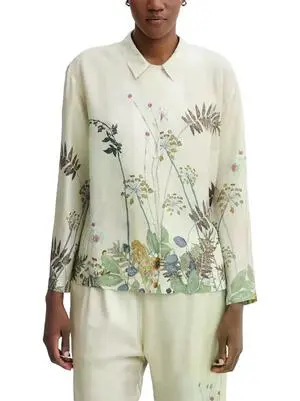 Munthe Faiza Floral-print Long-sleeved Shirt - Neutrals