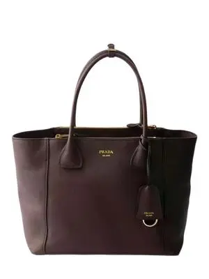 Prada Large Leather Tote Bag - Brown