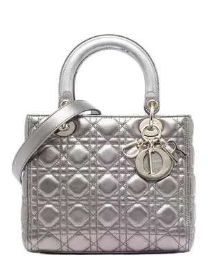 Dior Lambskin Cannage Lady Satchel - Silver