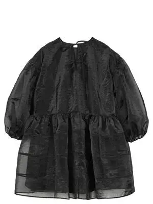 Cecilie Bahnsen Crinkled Texture Sheer Mini Dress - Black