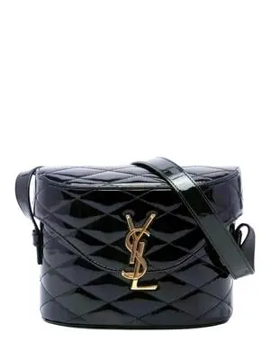 Saint Laurent Quilted Patent Monogram June Box Crossbody Bag - Black