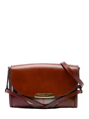 Burberry Leather And House Check Canvas Crossbody Bag - Brown