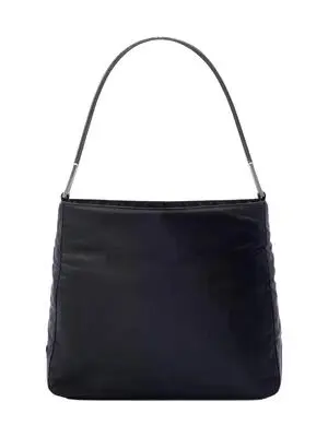 Prada Tessuto Metal Handle Bag Shoulder Bag - Black
