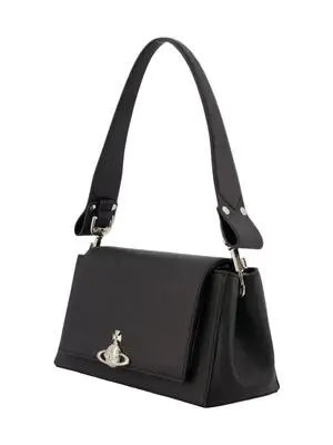 VIVIENNE WESTWOOD Medium Hazel Grained Leather Tote Bag - Black