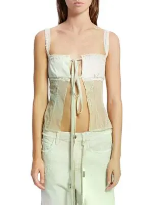 ANN DEMEULEMEESTER Embroidered Silk Crepon Top - Neutrals