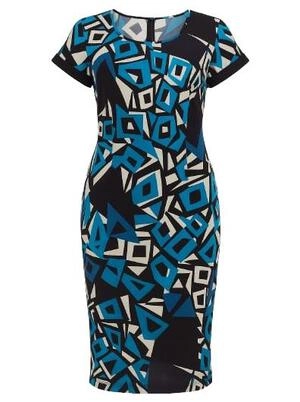 CONQUISTA Abstract Print Viscose-elastan Dress - Blue