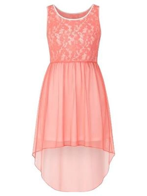 CONQUISTA Lace Detail High-low Layered Dress - Orange