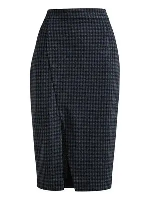 CONQUISTA Check Pencil Skirt With Lurex Detail - Blue