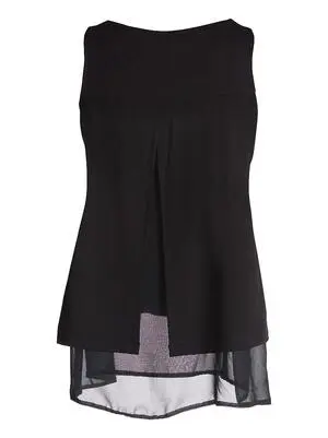CONQUISTA Sleeveless Layered Top With Swarovski Embellishment - Black