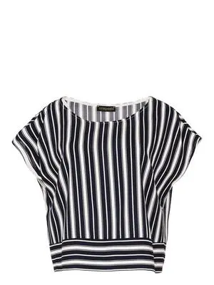 CONQUISTA Striped Boatneck Top - Blue