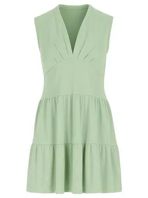 CONQUISTA Sleeveless V-neck Jersey Dress - Green