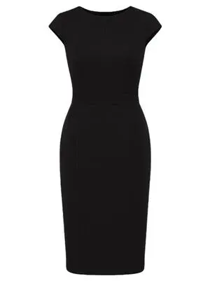 CONQUISTA Cap Sleeve Dress With Decorative Seams - Black