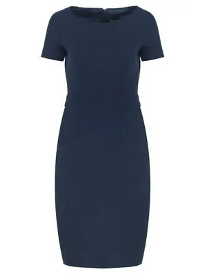 CONQUISTA Navy Fitted Dress With Cap Sleeves - Blue