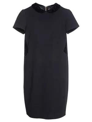 CONQUISTA Short Sleeve Lace Detail Dress - Black
