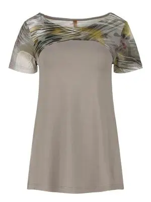 CONQUISTA Animal Print Detail Top - Grey