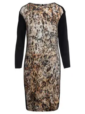 CONQUISTA Print Sequin Dress With Alcantara Accents - Black