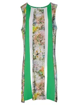 CONQUISTA Sleeveless Floral A-line Dress - Green