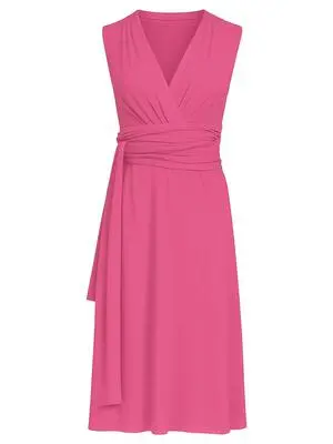 CONQUISTA Sleeveless Jersey Dress With Waist Tie - Purple
