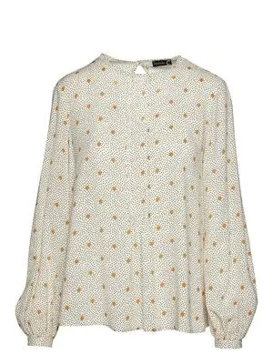 CONQUISTA Printed Long Sleeve Top With Pintuck Detail - Beige