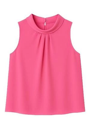 CONQUISTA Sleeveless Top With Double Collar And Pleat Detail - Pink