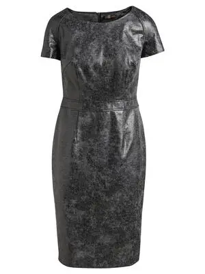 CONQUISTA Leather Effect Fitted Dress - Grey