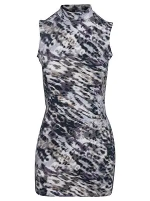 CONQUISTA Animal Print Stretch Mini Dress - Red