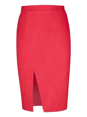 CONQUISTA Red Stretch Denim Style Pencil Skirt With Slit - Blue