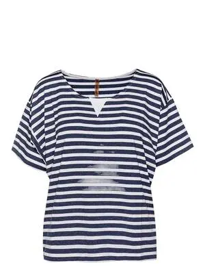 CONQUISTA Striped Stretch Jersey Top - Blue