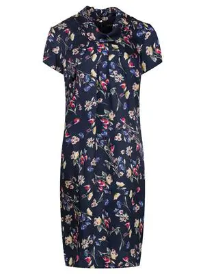 CONQUISTA Floral Print Viscose Short Sleeve Dress - Blue