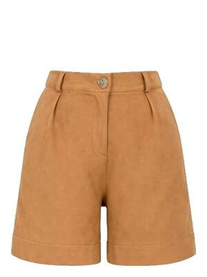 CONQUISTA Faux Leather Bermuda Shorts - Brown