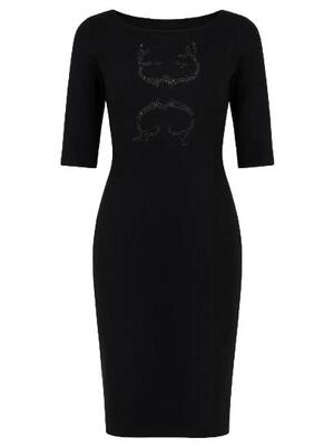 CONQUISTA Sequin Detail Stretch Dress - Black