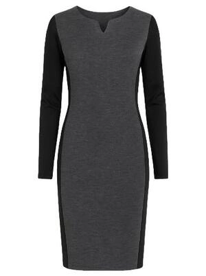 CONQUISTA Wool Blend Straight Dress With Contrast Paneling - Grey