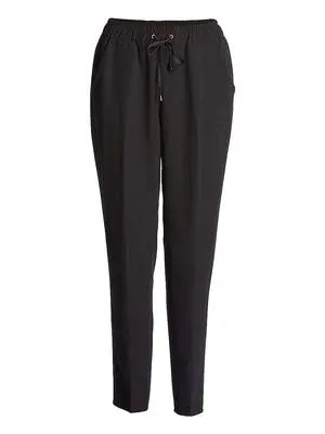 CONQUISTA Conquista Black Tencel Tapered Trousers With Tie Detail