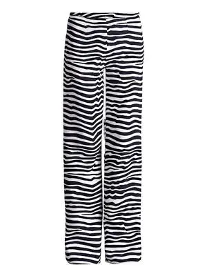 CONQUISTA Striped Wide Leg Trousers - Blue