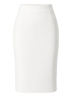 CONQUISTA Stretch Gabardine Pencil Skirt - White