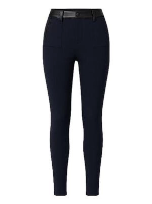 CONQUISTA Mid Rise Pleather Detail Jeggings - Blue